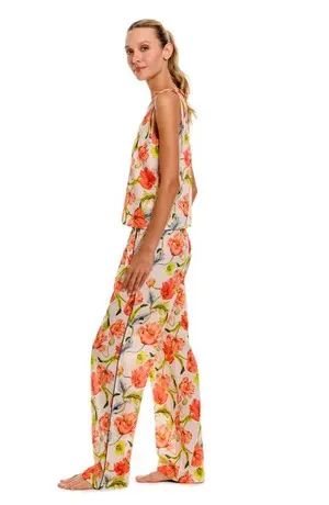 THE LAZY POET Amelie Floral Cotton Pajamas - Light Beige