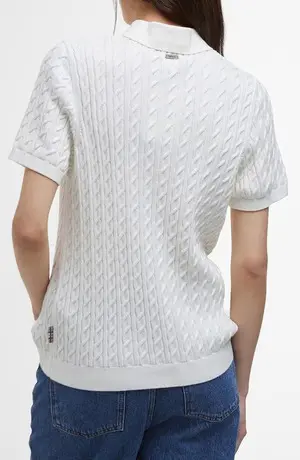 Barbour Cable Cotton Polo Sweater
