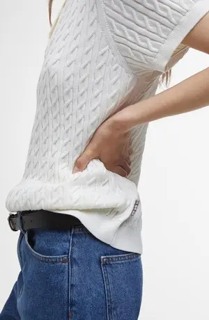 Barbour Cable Cotton Polo Sweater