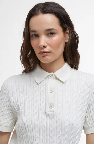 Barbour Cable Cotton Polo Sweater
