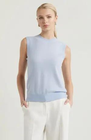 Nordstrom Sleeveless Cashmere Shell - Blue Zen