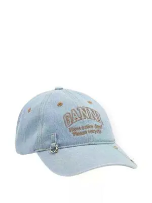 GANNI Logo-embroidered Cap - Blue