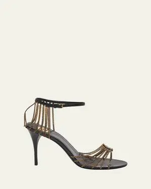 Saint Laurent Babylone Strappy Chain Stiletto Sandals
