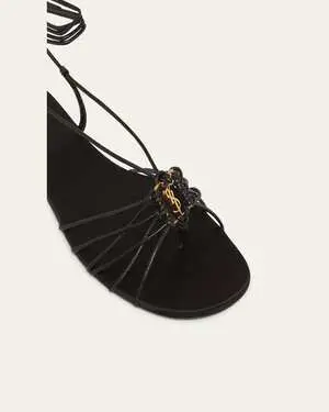 Saint Laurent Babylone Strappy Ankle-tie Sandals - Nero