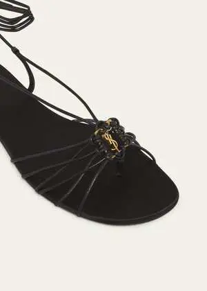 Saint Laurent Babylone Strappy Ankle-tie Sandals - Nero
