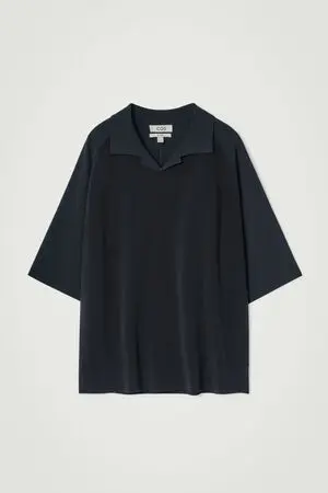 Cos Color-Block Double-Faced Polo Shirt Blue