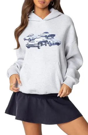 EDIKTED Retro Rides Graphic Hoodie
