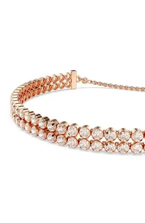 SWAROVSKI Matrix Crystal Double Row Slider Bracelet - Rose Gold/ White