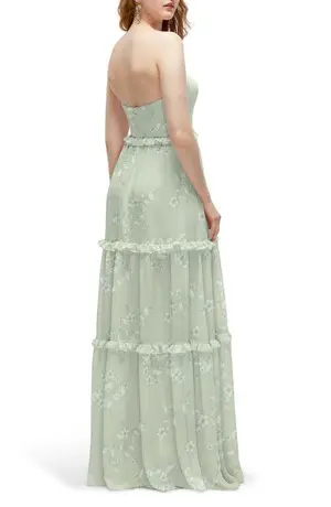 After Six Ruffle Chiffon Strapless Gown - Vintage Primrose Sage
