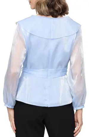 Alex Evenings Portrait Collar Shimmer Wrap Top