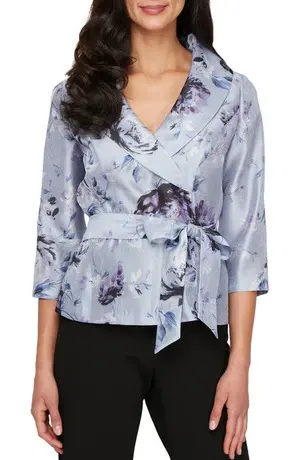 Alex Evenings Tie Side Organza Top