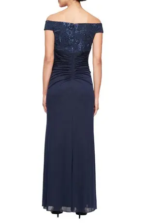 Alex Evenings Sequin Embroidered Lace Gown