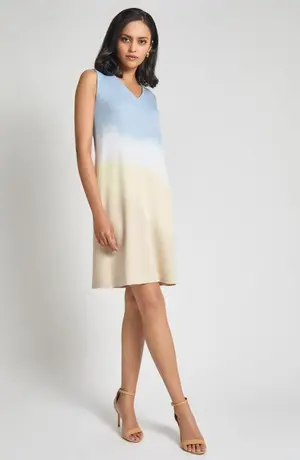 Misook Landscape Pattern Sleeveless Fit & Flare Dress