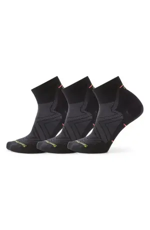 Smartwool Run Zero Cushion Ankle Socks 3 Pack - Black