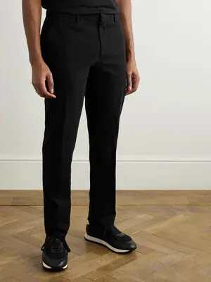 Zegna Easy Straight-leg Garment-dyed Cotton-blend Chinos - Black