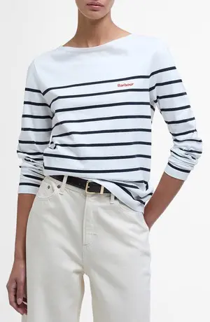 Barbour Bradley Stripe Cotton Top - Cloud Stripe