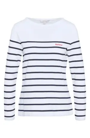 Barbour Bradley Stripe Cotton Top - Cloud Stripe