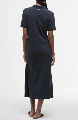 Barbour Celeste Stretch Cotton Piqué Polo Midi Dress - Navy