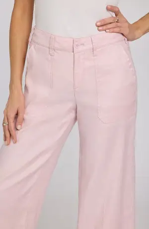 NYDJ Wide Leg Crop Linen Blend Pants - Light Lilac