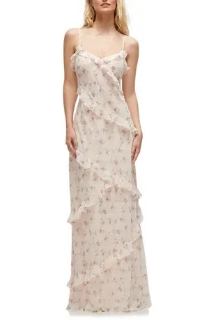 Dessy Collection Ruffle Slip Maxi Dress - Coquette Floral Print