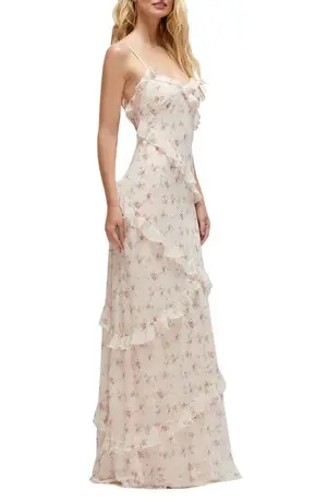 Dessy Collection Ruffle Slip Maxi Dress - Coquette Floral Print
