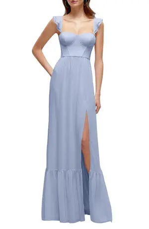 Dessy Collection Bustier Maxi Dress - Sky Blue