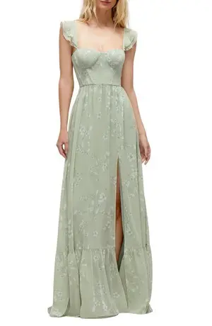 Dessy Collection Bustier Maxi Dress - Vintage Primrose Sage