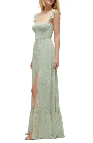 Dessy Collection Bustier Maxi Dress - Vintage Primrose Sage