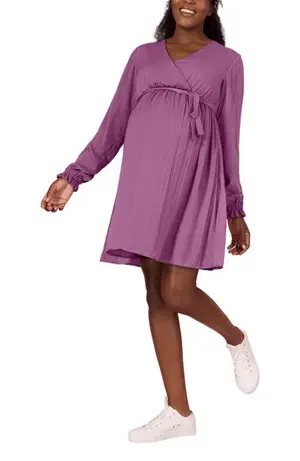 Motherhood Maternity Woven Wrap Mini Dress - Grape Nectar