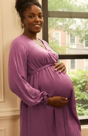 Motherhood Maternity Woven Wrap Mini Dress - Grape Nectar