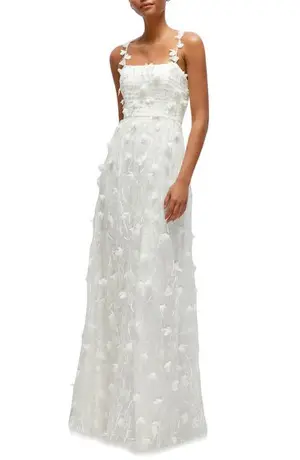 Dessy Collection Floral Embroidered Gown - Ivory