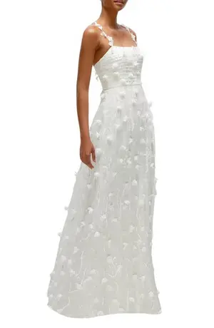 Dessy Collection Floral Embroidered Gown - Ivory