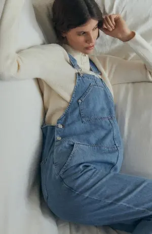 Mango Denim Maternity Overalls - Medium Blue