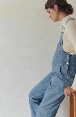 Mango Denim Maternity Overalls - Medium Blue