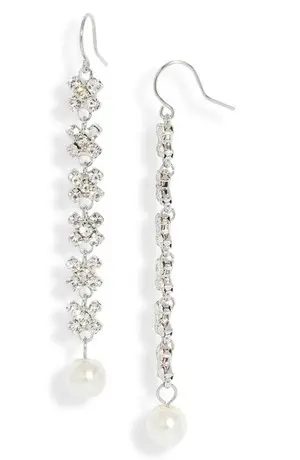 CRISTABELLE Imitation Pearl Drop Earrings - Sil/white