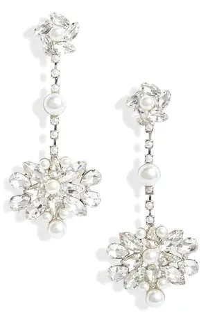CRISTABELLE Imitation Pearl Drop Earrings - Sil/white