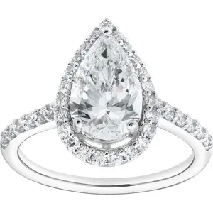 LUVMYJEWELRY Hana Pear Lab Grown Diamond Halo Ring - 14k White Gold