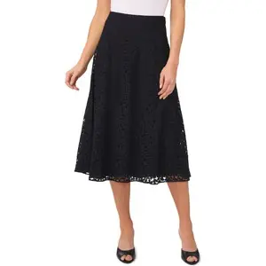 CECE DUPRAZ Floral Lace Midi Skirt - Rich Black