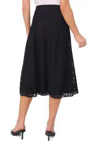 CECE DUPRAZ Floral Lace Midi Skirt - Rich Black