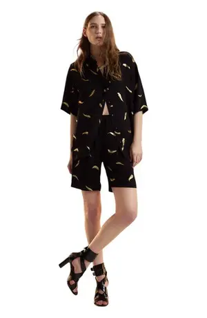 Cynthia Rowley Blake Camp Shirt - Black