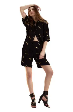 Cynthia Rowley Blake Camp Shirt - Black