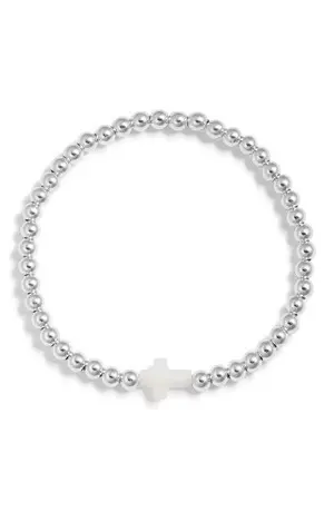 NASHELLE Cross Charm Beaded Bracelet - Sterling Silver