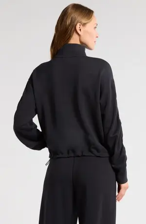 Zella Ruched Sleeve Zip-up Jacket - Black