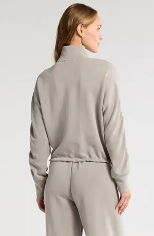 Zella Ruched Sleeve Zip Jacket - Grey Moonbeam