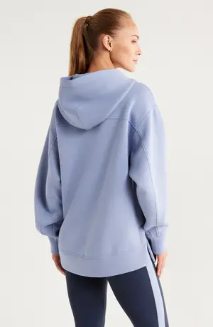 Zella Relaxed Fit High-low Zip Hoodie - Blue Tempest
