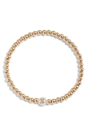 NASHELLE Mother-of-pearl Initial Beaded Bracelet - Gold Fill X