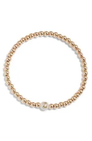 NASHELLE Mother-of-pearl Initial Beaded Bracelet - Gold Fill Z