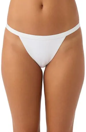 O'Neill Saltwater Solids Ribbed Queens Bikini Bottom - White