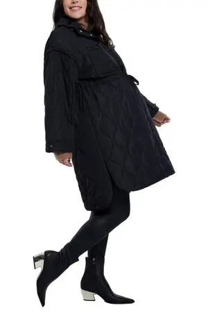 Motherhood Maternity Woven Quilted Puffer Jacket - Black
