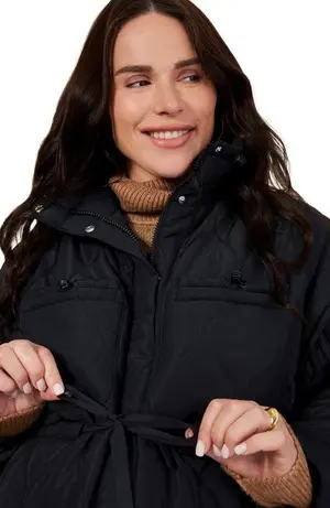 Motherhood Maternity Woven Quilted Puffer Jacket - Black